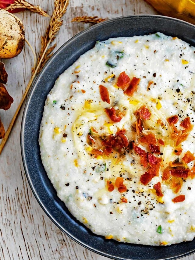 Buttery Corn Grits Recipe with Cheese and Bacon - Oh, That’s Good!