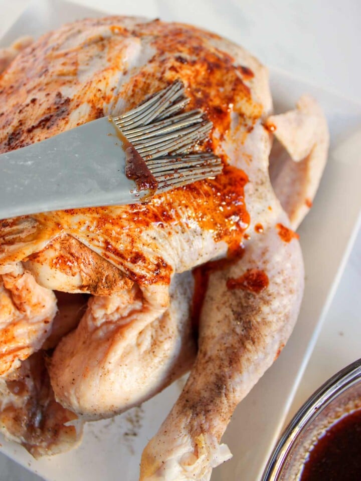 Easy Oven Baked Whole BBQ Chicken Recipe - Oh, That's Good